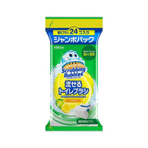 汚れたブラシを流せるから清潔。シトラスの香り。付替えジャンボパック       ●濃縮洗剤が汚れを分解…水に濡れるとブラシについた濃縮洗剤が溶け出します。●ふち裏にもぴったりフィット…ハンドルのカーブが便器のふち裏にもぴったりフィットします...