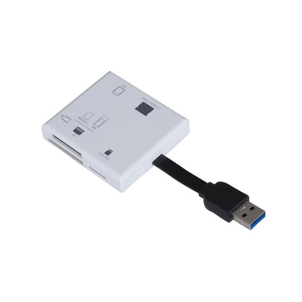 超高速転送!USB3.2マルチカードリーダーライター。●主要なメモリカードをこれひとつで高速転送!ケーブル一体型USB3.2(Gen1)マルチカードリーダーライター。【仕様】本体寸法：W59×D54×H13mm重量：約35gUSB規格：Ve...