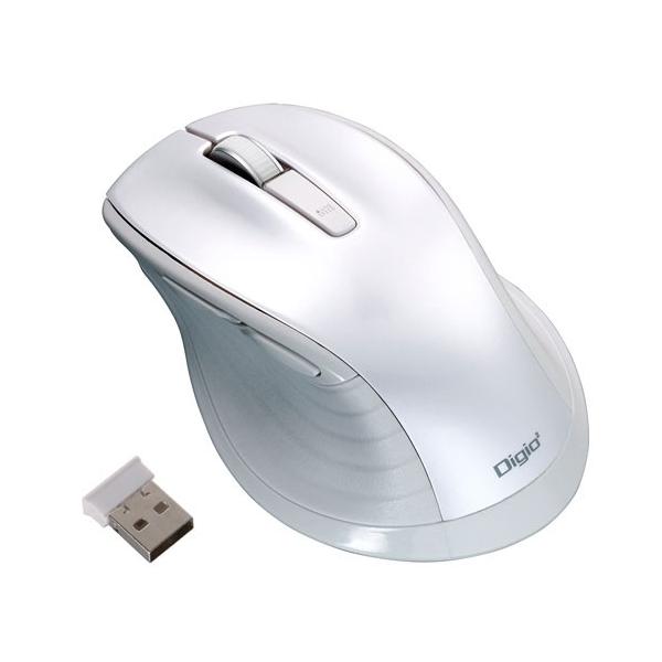 使いやすさをフル装備。ぴったりマウスがきっと見つかる。Digio2 大型無線BlueLEDマウス F_Line 静音/5ボタン RKF147 ホワイト■ おまかせ速度調整/ポインター速度(分解能/dpi)をマウスが調整するおまかせ機能。マウ...