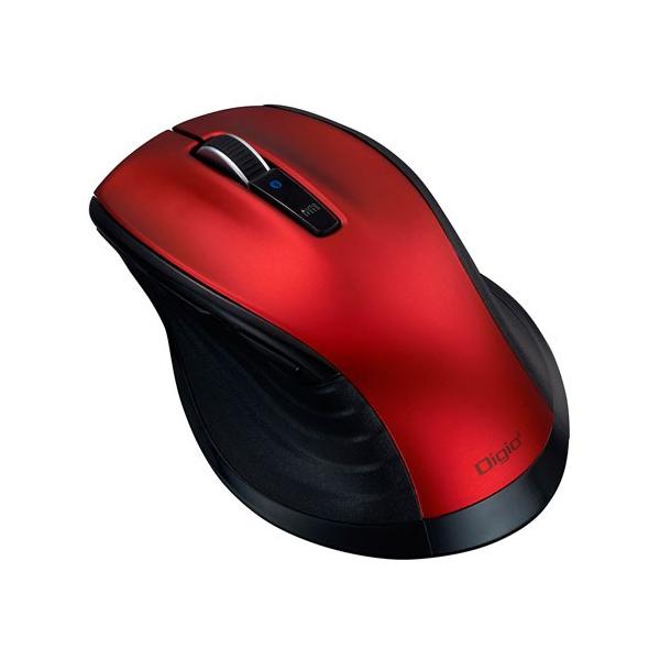 使いやすさをフル装備。ぴったりマウスがきっと見つかる。Digio2 大型BluetoothブルーLEDマウス F_Line 静音/5ボタン BKF149 レッド■ おまかせ速度調整/ポインター速度(分解能/dpi)をマウスが調整するおまかせ...