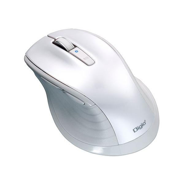 使いやすさをフル装備。ぴったりマウスがきっと見つかる。Digio2 大型BluetoothブルーLEDマウス F_Line 静音/5ボタン BKF149 ホワイト■ おまかせ速度調整/ポインター速度(分解能/dpi)をマウスが調整するおまか...