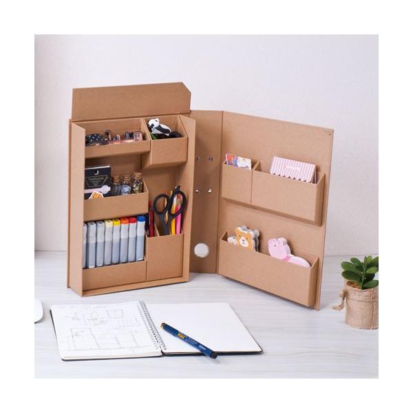 使わないときはシンプルな箱になり、使うときはアクセスしやすい収納に。これまで整理できなかった小物が本棚にスッキリと収まる。引き出しに入りきらないものを卓上スペースにスリムに配置。■ 文具・工具・裁縫道具など小巻テープ・消しゴム・印鑑・クリッ...