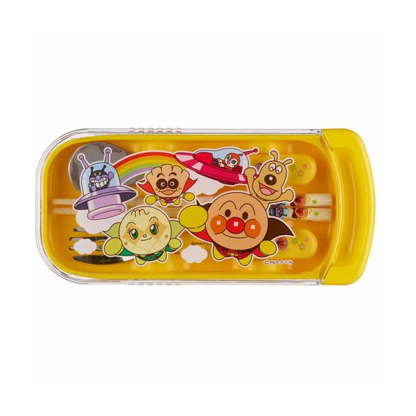 開けやすいスライド式！■ すくいやすいスプーン、しっかり刺せるフォーク、つかみやすいおはし(15cm)の3点セットです。■ お子様でも開けやすいスライド式のケースです。■ SIAA認証の抗菌加工済(ケース(本体)、スプーン・フォーク(柄))...