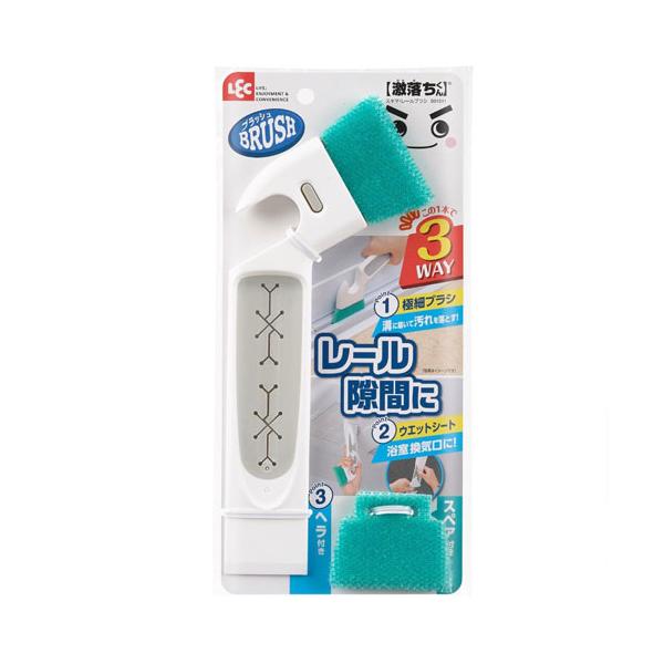 浴室のレールや隙間を掃除するブラシ！■水だけで汚れをブラッシングできるブラシ・角に溜まった汚れやこびりついた汚れに使えるヘラ・ウェットシートを取り付けて浴室換気口を掃除する3WAY機能です。■1本約0.1mmのブラシ繊維を高密度に織り込んだ...