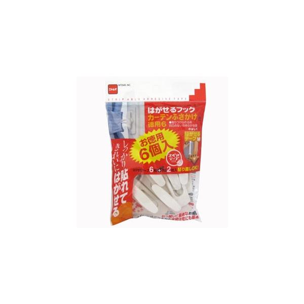 【特長】●しっかり貼れてキレイにはがせるので、つけかえもでき安心。【注意事項】●低温では貼りつきにくいので粘着テープの貼りつけは室温10℃以上の時に作業してください。ニトムズ / フック / 小物 / 引っ掛ける / カーテン / リビング...