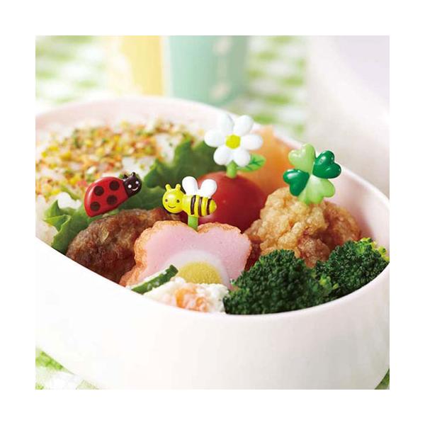 おかずを手軽にかわいく！●てんとう虫とみつばち、お花とクローバーが、お花畑をイメージさせるかわいいピックです。●おかずに刺すだけで、お弁当箱の中がかわいく華やかになります。●お弁当だけでなく、ホームパーティーなどでも活躍するアイテムです。※...