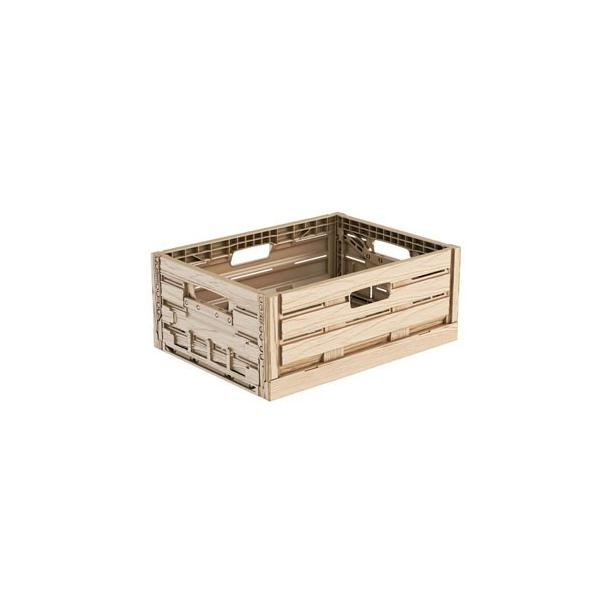 メーカー品番：4316間口×奥行×高さ(mm)：400×300×163容量(L)：15.8有効内寸幅×奥行×高さ(mm)：363×271×155折りたたみ時幅×奥行×高さ(mm)：400×300×35木箱のような外観で“とれたて感"を演出！...