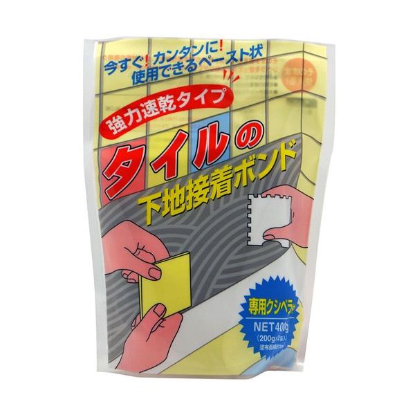 特徴　そのまま使えるペースト状。用途　浴室、水廻り、床用などのタイルの接着。施工面積　約1m2家庭化学工業 / 接着剤 / 家庭化学 / タイル / 下地接着 / ボンド