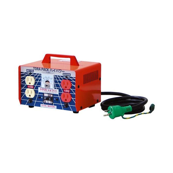 【入力】100V【出力】115V・125V【容量】2KVA【定格電流】20A【出力コンセント】115V（15％）×2、125V（25％）×2【入力プラグ】ポッキンプラグ【保護機能】過負荷漏電しゃ断器（20A/15mA感度）【仕様】屋内型 連...