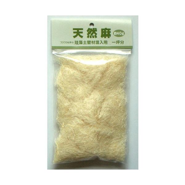 珪藻土壁材用の麻です。珪藻土壁材を水で練る前に現品と良く合わせてから規定量の水でよく練り、施工してください。珪藻土壁材1坪用(3kg)に対して本品1袋の割合で混合してください。内容量：40gふじわら化学 / fujiwara chemical