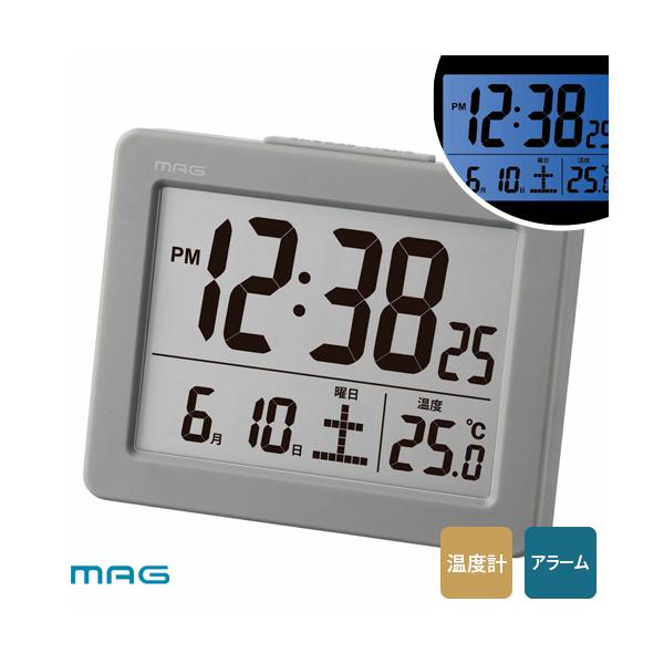 見やすい表示のデジタル目覚まし時計■大きくとった表示画面で視認性up。■多機能な時刻・カレンダー・温度表示。■コンパクトなので設置場所を選びません。【仕様】サイズ：74×93×52mm重量：90g機能：電子音アラーム、スヌーズ、スヌーズ間隔...