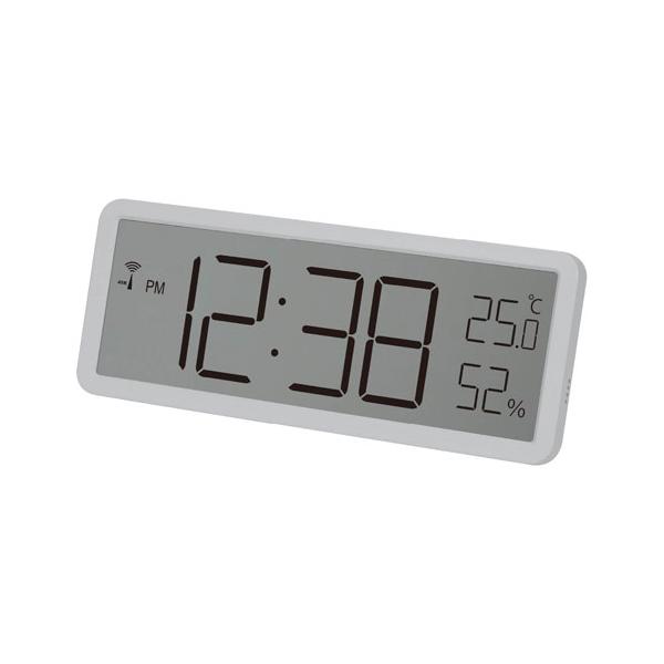 主張しすぎないスタイリッシュなデジタル電波時計シンプルで分かりやすく見やすい表示のデジタル電波時計。オシャレな細めの数字フォント。温度・湿度・電波受信マーク付き。場所にあわせて置いたり掛けたりできる両用タイプ。［おすすめのポイント］・インテ...