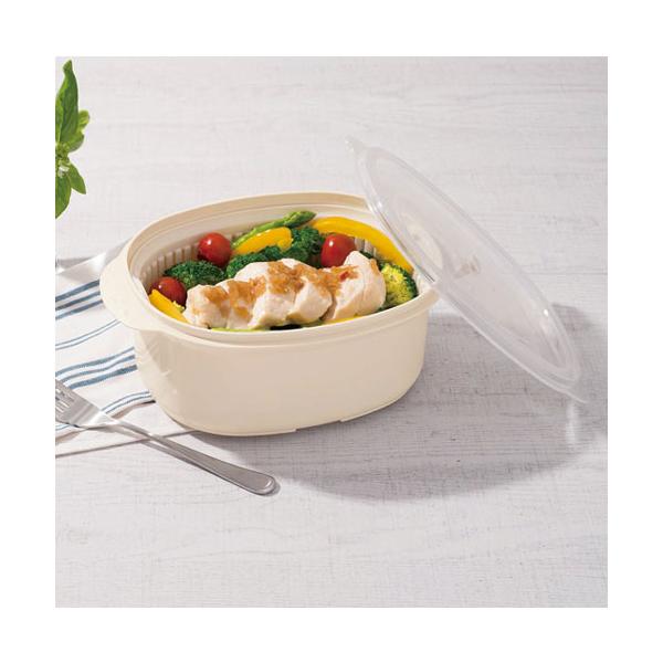 便利な電子レンジ調理器。嬉しい大容量1.9L！温野菜とメイン料理が一緒に作れます！圧力調整調理弁とザルが、食材をふっくらふわふわに蒸し上げます。調理した食材は、そのまま冷凍保存も可能！■商品サイズ235×172×90mm■商品重量224g■...