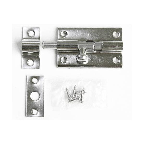 開き戸などを固定する金具です。防犯用補助錠金具開き戸等の施錠。ドアなどを内側から閉めるのに用います。耐食性に優れるステンレス製のラッチです。■材質：ステンレス■入数：1■サイズ：大■本体金具ビスピッチ：44.5mm■受け金具ビスピッチ：23...