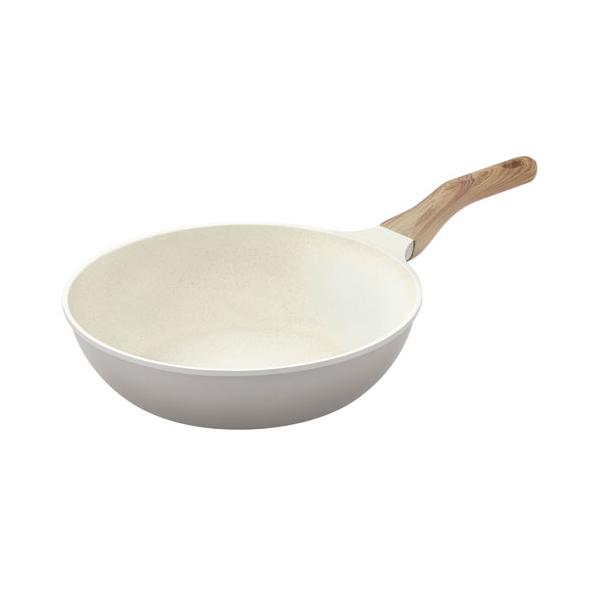 軽量で使いやすく扱いやすい炒め鍋です。軽く握りやすい形状のハンドルのため、ラクに調理ができ、洗う時の負担が少なく済みます。ふっ素樹脂コーティングを施し、汚れがこびりつきにくくなっています。ナチュラルカラーと木目調のハンドルは、キッチンに馴染...