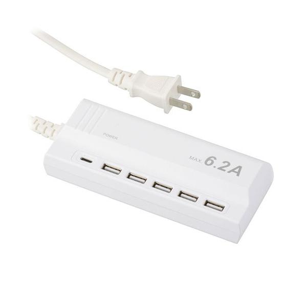 【特長】●充電ポートUSB Type-A 5個口＋Type-C 1個口搭載●最大電流 全ポート合計6.2A●接続した機器を自動判別し、適切な電力で充電します。●最大出力容量を超えた場合、保護機能が作動し電源供給をストップ【仕様】入力：AC1...