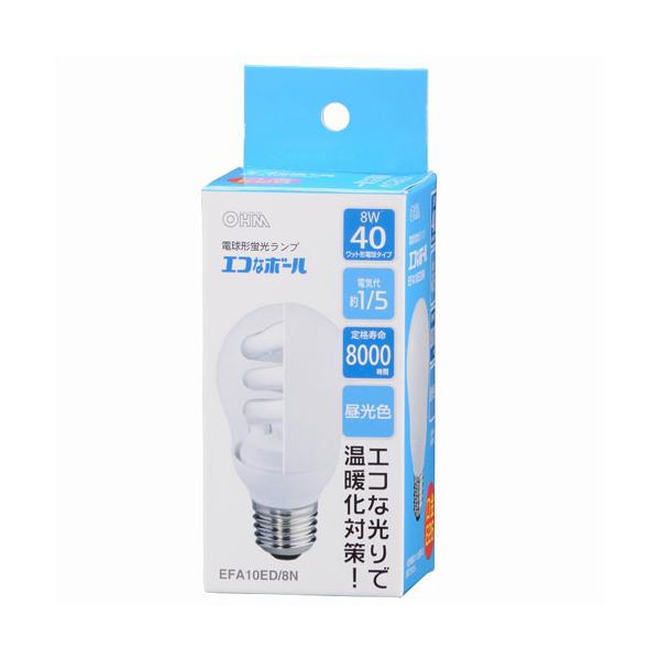 【特長】● 一般球(口金E26)がついている器具にそのまま使用できる電球形蛍光灯です。● 消費電力8Wで40W白熱電球相当の明るさ【仕様】■ 口金：E26■ 寸法：外径53mm、全長102mm■ 質量：68g■ 定格消費電力：8W■ 定格入...