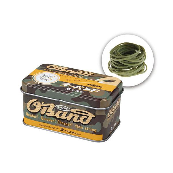 ちょっと太めなカーキ色の輪ゴムが入っているカモフラ缶です。番手：#16×2色：カーキ内径(mm)：38折径(mm)：60幅(mm)：2厚さ(mm)：1.1共和 / キョウワ / きょうわ