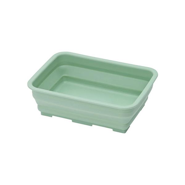 つけ置き、節水に。折りたたんで収納できる、角型洗い桶。折りたためるので立てかけや隙間に収納することができます。アウトドアにも大活躍。洗濯桶としてもご使用いただけます。■商品サイズ使用時/273×370×119mm、折りたたみ時/273×37...