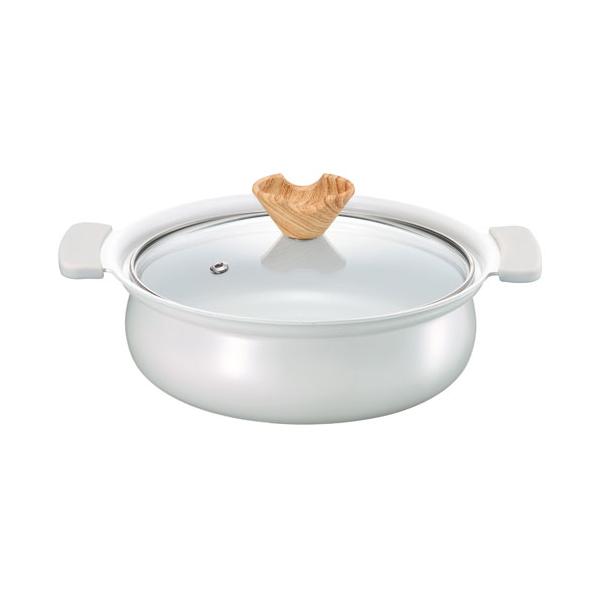 ■軽くてかわいい友達と楽しむ卓上鍋。■ころんとぷっくりフォルム＆流行のくすみカラーでSNS映えもバッチリ！■料理を美しくおいしそうに見せる！■ピュアホワイトなセラミックコーティング。■味や風味を損ないにくい機能性も備えている！■小ぶりなつま...