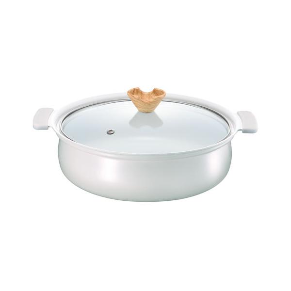 ■軽くてかわいい友達と楽しむ卓上鍋。■ころんとぷっくりフォルム＆流行のくすみカラーでSNS映えもバッチリ！■料理を美しくおいしそうに見せる！■ピュアホワイトなセラミックコーティング。■味や風味を損ないにくい機能性も備えている！■小ぶりなつま...