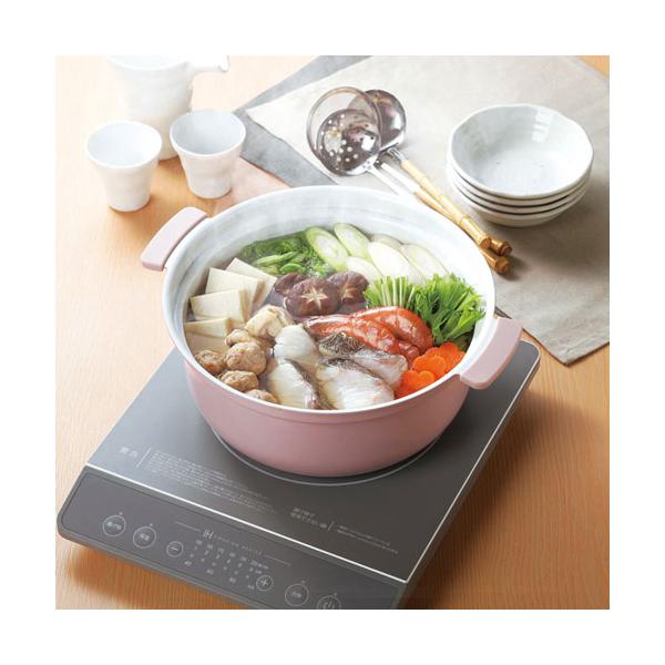 ■商品サイズ320×270×150mm(満水：5.0L)■商品重量1,220g■材質表面加工/内面：セラミックコーティング、外面：焼付塗装、材質/本体：アルミニウム合金、はり底：18-0ステンレス(底の厚さ：2.3mm)、取手カバー：シリコ...