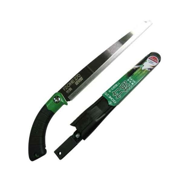 切れ味抜群の鞘入りノコギリです。【用途】竹の伐採。【機能・特徴】衝撃を収集するスライド機能付き鞘です。【仕様】板厚：0.8mmピッチ：2.0mm切り幅：1.05mm刃渡り：270mm【材質】刃：SK5。鞘：ポリプロピレン。柄：ABSエラスト...