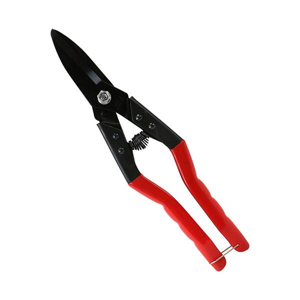 刃が曲がっているので、板を切っても手が邪魔になりくく、直線、曲線が切れる万能タイプです。【用途】軟鋼材、銅板、真鍮板、アルミ板、プラスチック板、家庭菜園の摘花・芽切り。【機能】刃にノコ目があるので対象物がすべりにくいです。バネ付きで、ハサミ...