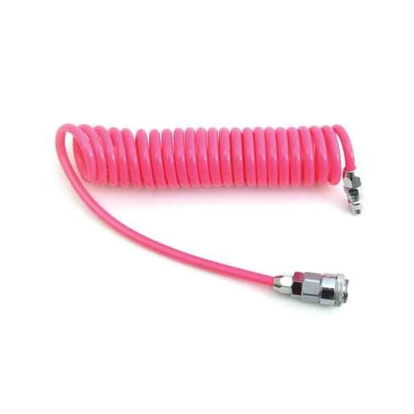 エアホースの取り回しや、収納のわずらわしさを解消します。【用途】エアーホース。【機能・特徴】伸ばして作業ができ、縮めて収納できる伸縮で邪魔にならないコイル状のエアホースです。ワンタッチソケット付きで、便利です。【仕様】ホース仕様：内径5mm...