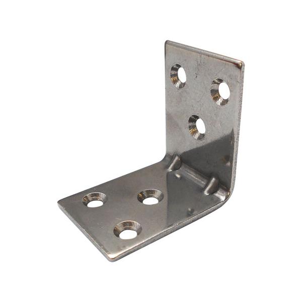 【商品説明】L字型補強金物です。補強、ジョイント等に使用できます。板厚が薄い為、リブを2ヶ所にして強度を持たせています。【用途】木材などの結合や、結合部の補強に。【仕様】ネジ穴径(Φmm)：5.0【サイズ】サイズ(mm)：40厚み：1.8m...