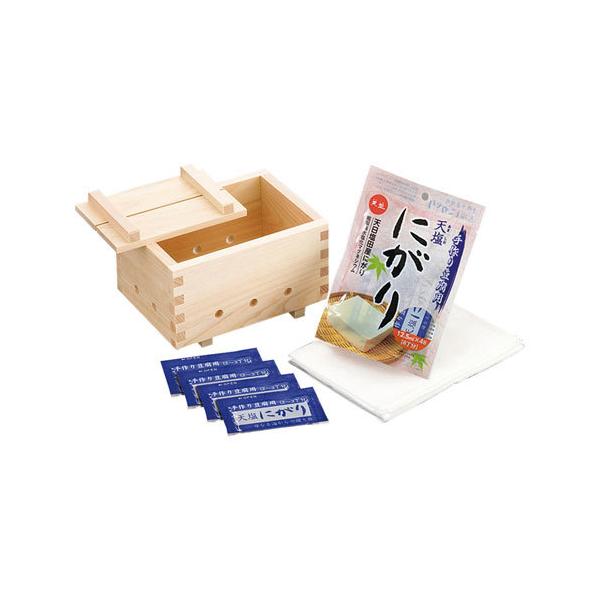 セット内容：豆腐木型 1組、呉こし布 1枚、仕上げ布 1枚、天然にがり 16丁分1袋間口×奥行×高さ(mm)：168×123×98素材・材質：桧ヤマコー / やまこー / YAMACO