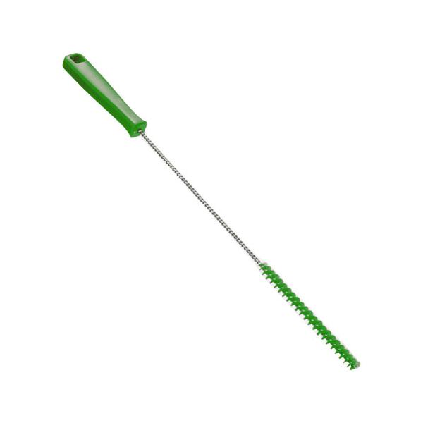 ●チューブや容器の内面、器具の細かい隙間の洗浄に最適。【仕様】ブラシサイズ(mm)：10×150全長(mm)：500材質：芯部：ステンレス、グリップ部：ポリプロピレン、毛：PBT耐熱温度：130℃