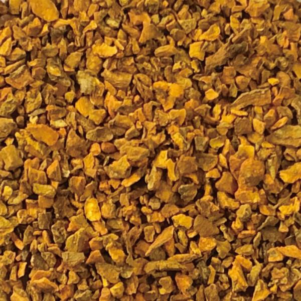 ドライハーブの特徴カレーの黄色はターメリックによるもので、カレーには欠かせないスパイスです。ピラフの色づけにもお使いいただけます。染色に利用すると、美しい黄色が楽しめます。原産国：スリランカ英名：Turmeric, Cut, Organic...