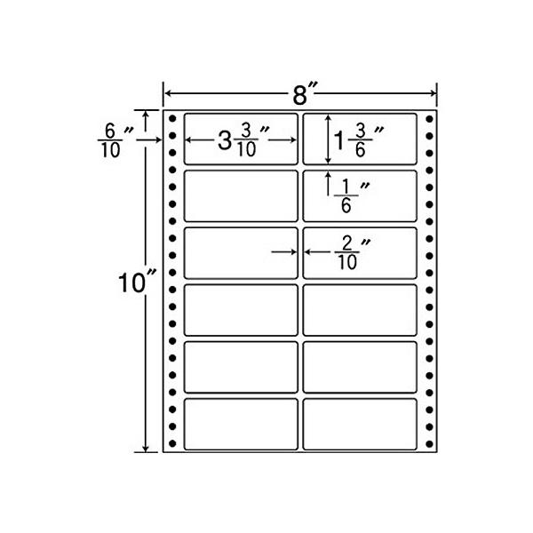 【仕様】●ラベルサイズ：横８４×縦３８ｍｍ●仕様：１２面●シートサイズ：８×１０インチ●ラベル厚：０．０７８ｍｍ●注文単位：１箱（５００折）●ドットプリンター用●ＧＰＮエコ商品ねっと掲載　２０１５年１２月より原紙変更の為、順次仕様が変更とな...