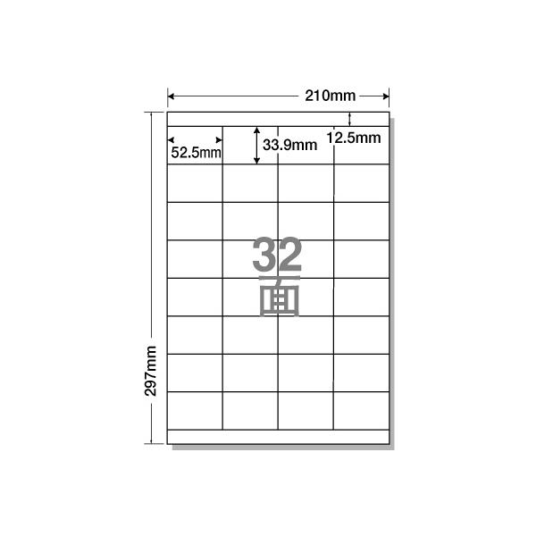 【仕様】●仕様：３２面●サイズ：Ａ４●対応プリンタ：インクジェット（染料のみ）、レーザー（カラー／モノクロ）、コピー（モノクロ）、熱転写●注文単位：１箱（５００シート）●ＧＰＮエコ商品ねっと掲載