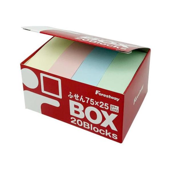 【仕様】●枚数：１冊（１００枚）●４色ミックス：イエロー／ピンク／ブルー／グリーン●色：４色ミックス●注文単位：１箱（２０冊）●仕様：ふせんタイプ●サイズ：レギュラーサイズ／縦７５×横２５ｍｍ