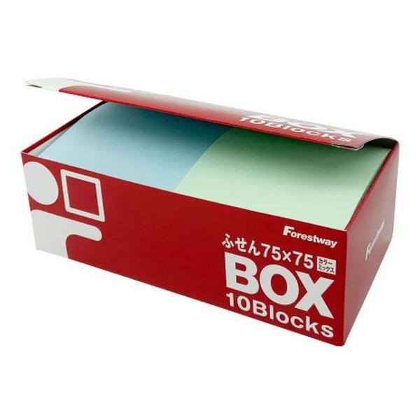 【仕様】●枚数：１冊（１００枚）●４色ミックス：イエロー４冊／ピンク２冊／ブルー２冊／グリーン２冊●仕様：ノートタイプ●サイズ：正方形／縦７５×横７５ｍｍ●色：４色ミックス●注文単位：１箱（１０冊）