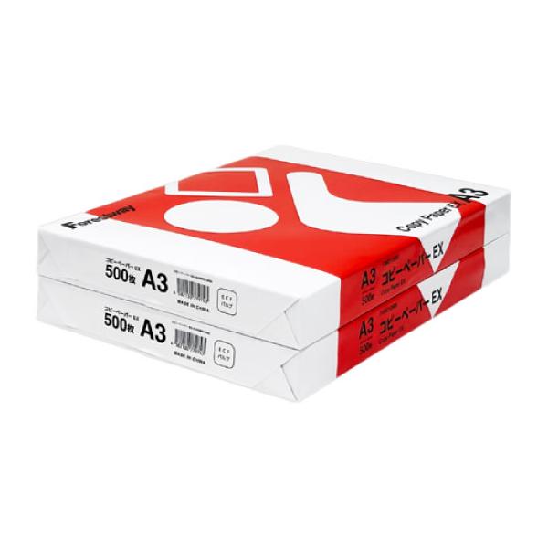 【仕様】手軽に使える高白色コピー用紙。大量印刷にもおすすめです。●Ｆｏｒｅｓｔｗａｙ　コピーペーパーＥＸ●サイズ：Ａ３●坪量：約６８ｇ／ｍ●紙厚：約９４μｍ●ＩＳＯ白色度：約９３％●ＥＣＦ（無塩素漂白）パルプ１００％●注文単位：１パック（５...