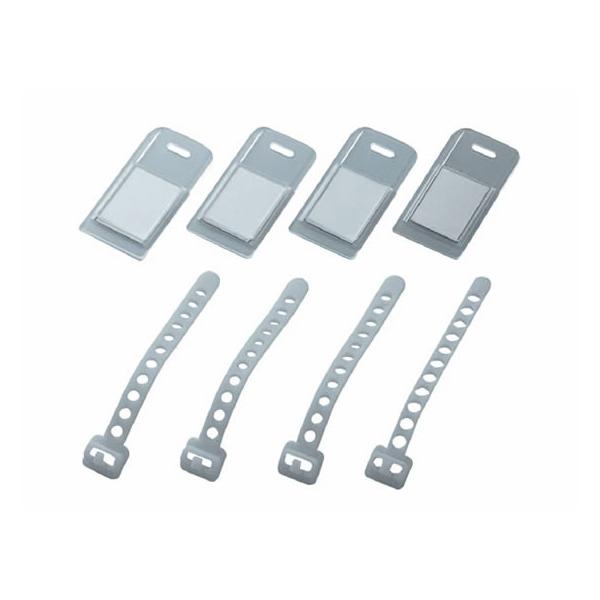 【仕様】●入り数：４本●付属品：台紙１０枚●各種寸法：ネームタグ部／４０×２０×１．２ｍｍ、挿入ラベルサイズ／２１×１４ｍｍ、バンド部／７０×１１（最細５）×１．６ｍｍ、適合ケーブル直径／最大１３ｍｍ
