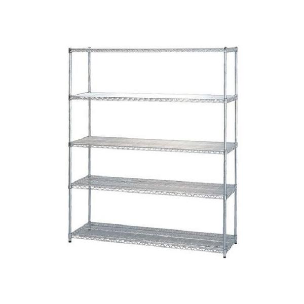 【商品説明】クギやネジを使わずに簡単に組み立てることができます。【仕様】●サイズ（約）：幅１５００×奥行４６０×高さ１７８５ｍｍ●耐荷重：棚板１枚当り約１００ｋｇ●ポール径：約２５ｍｍ●材質：棚板、ポール／スチール（クロームメッキ）、固定部...