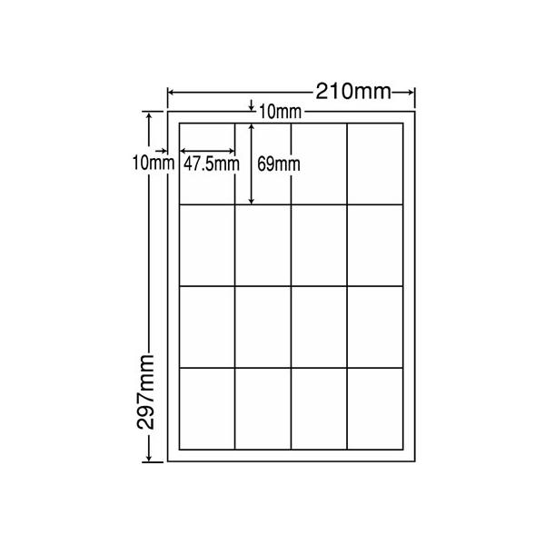 【商品説明】印字適性、耐熱性にも優れています。上紙、剥離紙共に薄くてカールが少ない使いやすさをを追求した製品です。【仕様】●仕様：１６面●シートサイズ：Ａ４（２１０×２９７ｍｍ）●ラベルサイズ（横×縦）：４７．５×６９ｍｍ●対応プリンタ：イ...