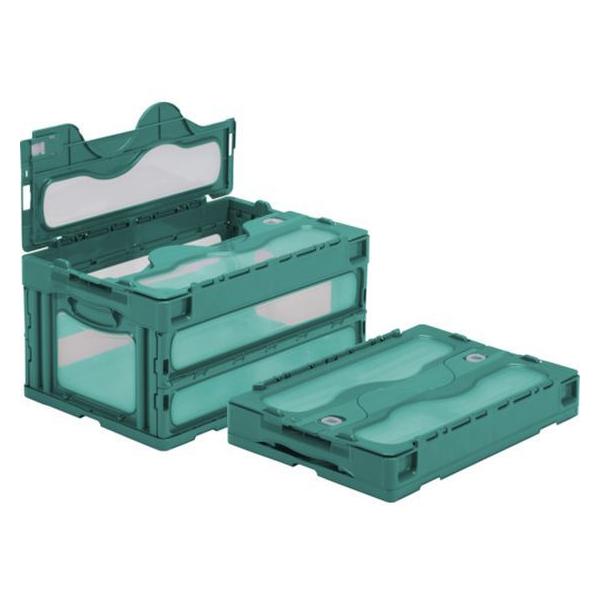 【仕様】●型番：SKO-C-40B-GR　●色：グリーン　●容量（L）：41．5　●折りたたみ高さ（mm）：95　●適用カード差し（別売）：4辺21型　●外形寸法（mm）間口：530　●外形寸法（mm）奥行：366　●外形寸法（mm）高さ：...