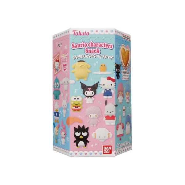 【商品説明】幅広い年齢層にファンがいるサンリオキャラクターズのオマケシール（全２２種）付きハート型スナックです。キャラメルコーンのキャラメルペーストを使用した、キャラメルミルクティーの味わいをお楽しみいただけます。【仕様】●注文単位：１個