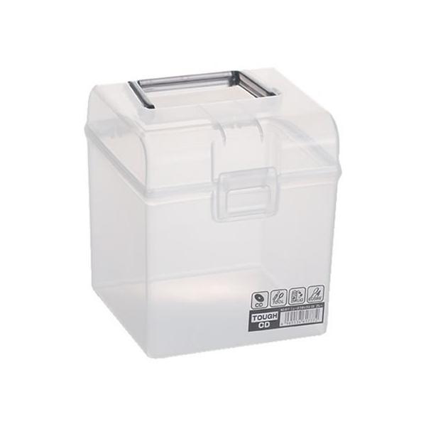 【仕様】取っ手つきの収納ボックスです。中身が見える半透明タイプです。正方形のケースに入った、ＣＤ・ＤＶＤ・ブルーレイの収納に最適です。工具・お薬・化粧品などの収納にもオススメです。　●サイズ：幅１４６×奥行き１４０×高さ１６２ｍｍ●材質：（...