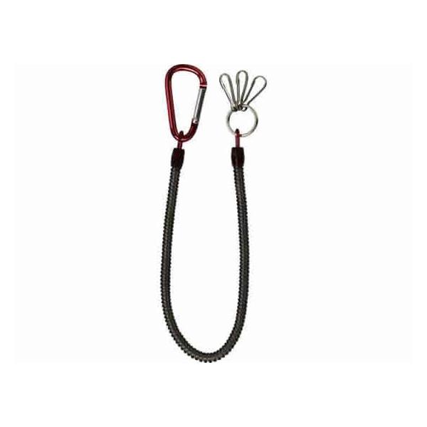 【仕様】約３０ｃｍ〜約１２０ｃｍに伸縮。カバンやベルトなどへの取り付けが簡単なカラビナ付き。鍵などを取り付けられるキーフック３個付き。　●ロングタイプ●色：レッド●約３０ｃｍ〜１２０ｃｍに伸縮●サイズ：幅２６×長さ３６０×厚さ８ｍｍ●材質：...