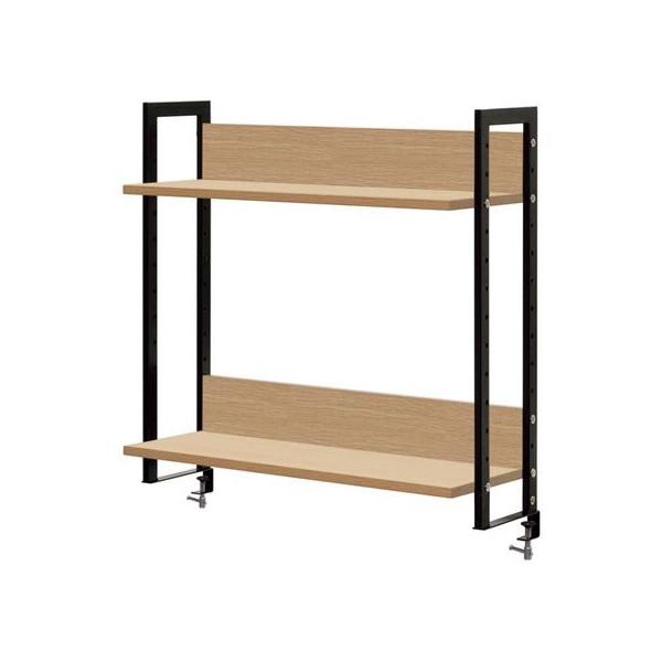 【商品説明】天板厚み１５〜３６ｍｍ、設置箇所奥行き４０ｍｍ以上のデスクに取り付け可能。　２段の棚は可動ピッチ５１ｍｍでお好みの高さに設置してご利用いただけます。　※必ず壁付けでご使用ください。【仕様】●カラー：ナチュラル　●外寸（ｍｍ）／幅...