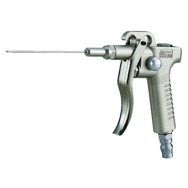 【商品説明】●エアーダスターガン本体にエアーマイクロメーターを内蔵した流量調整が可能なエアーダスターガンです。【仕様】●型番：E80M-1SP　●ノズル長（mm）：95●ノズル口径（mm）：1●ノズル取付口：G1／8●エア取付口：G1／4●...