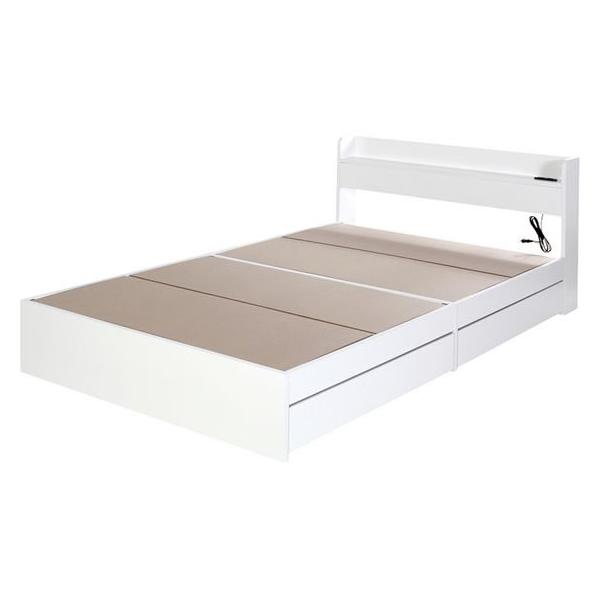 【商品説明】シンプルなデザインでも実用的な多機能をしっかり備えたベッドフレームです。　２杯の引き出しでたっぷりと収納でき、デッドスペースになりがちなベッド下を有効活用できます。　棚部分にはコンセントが付いており、枕元でのスマホやタブレットの...