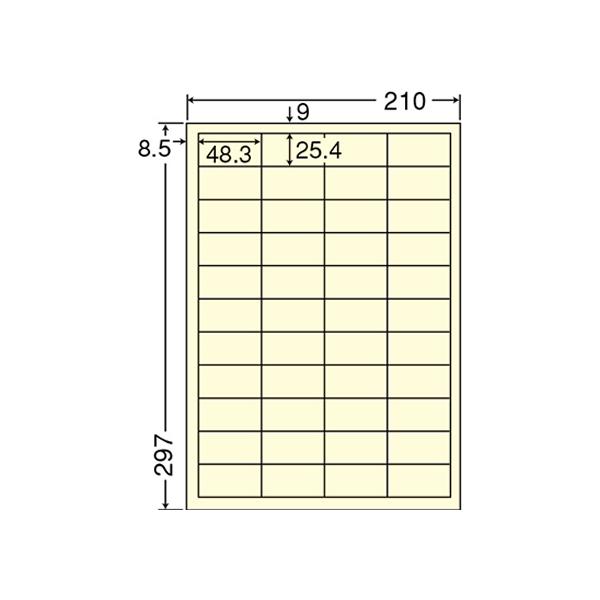 【仕様】●仕様：４４面●シートサイズ：Ａ４（２１０×２９７ｍｍ）●ラベルサイズ（横×縦）：４８．３×２５．４ｍｍ●色：イエロー●対応プリンタ：モノクロインクジェット、モノクロレーザー、モノクロコピー、熱転写、ワープロ●注文単位：１箱（５００...