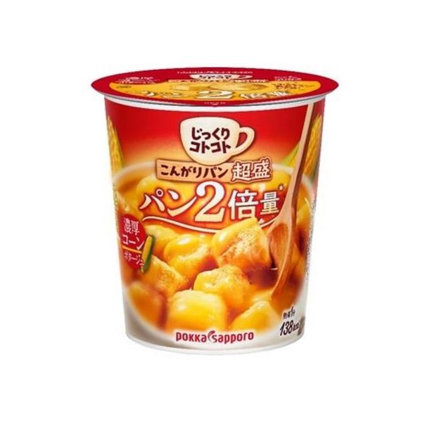 【商品説明】こんがり焼き上げたひとくちサイズのパンの量がいつもの２倍入った、食べごたえ抜群なパンが主役の濃厚コーンポタージュ。超盛シリーズはブランド史上最高のパン量なので主食としても楽しめます。【仕様】●注文単位：１個（３３．１ｇ）